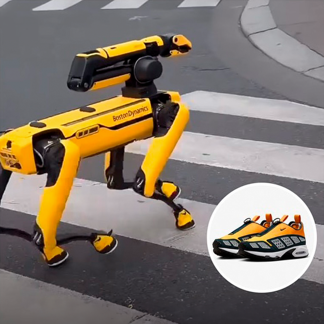 ¡Se robó las miradas! Nike vistió con Air Max Sunders a un perro robot!